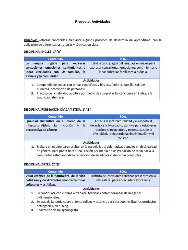 Actividades Fin de Curso 1 | PDF