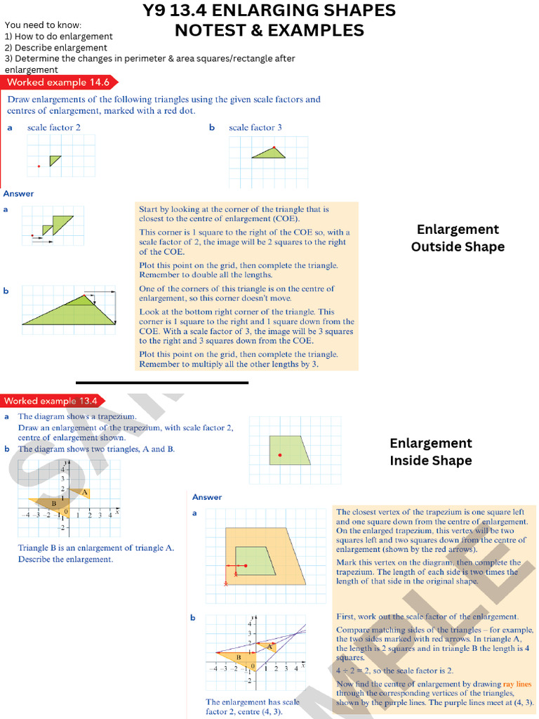 Changes in Perimeter & Area Post-Enlargement | PDF