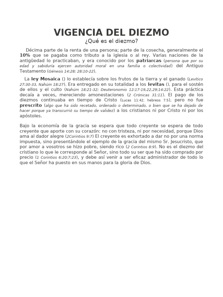 Vigencia del diezmo | PDF