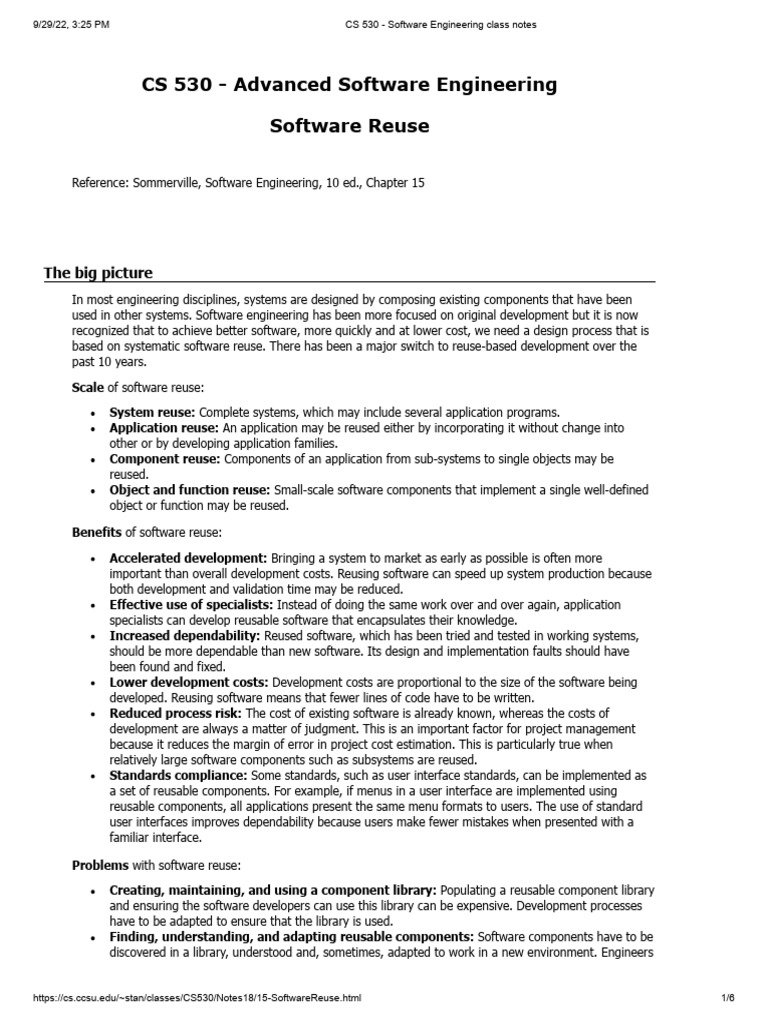 CS 530 - Software Engineering Class Notes | PDF | Model–View–Controller ...