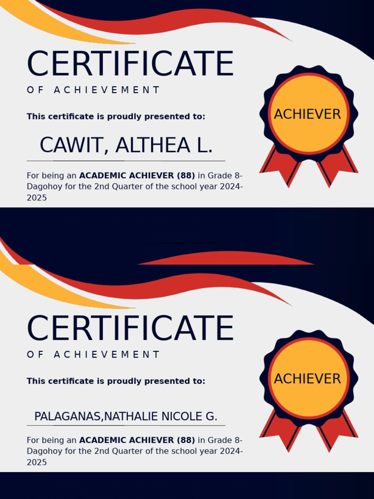 Ivory Red Modern Achievement Certificate | PDF