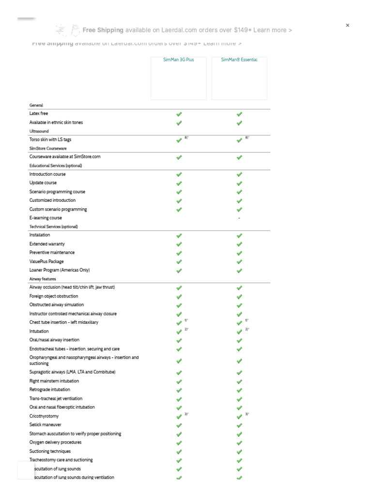 SimMan 3G Plus Vs SimMan Essentials | PDF | Pulse | Clinical Medicine