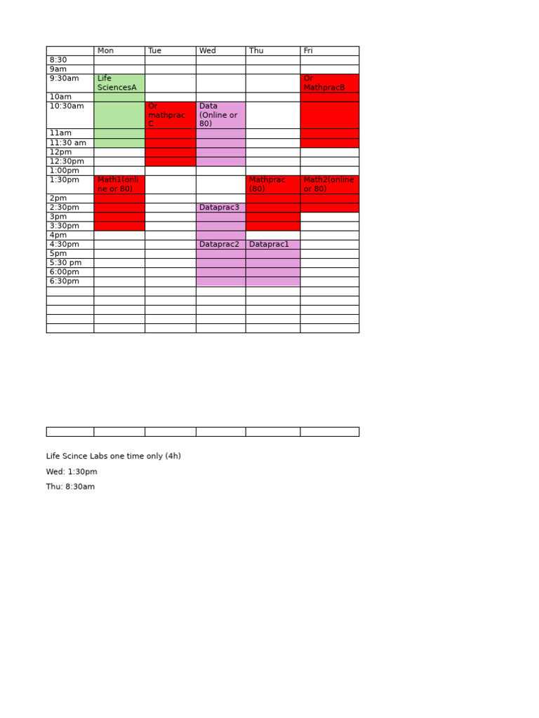 Timetable 2025 | PDF