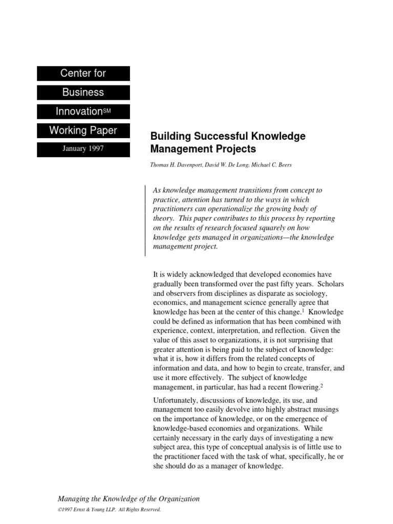 Building Successful Knowledge Management | PDF | Knowledge | Knowledge ...
