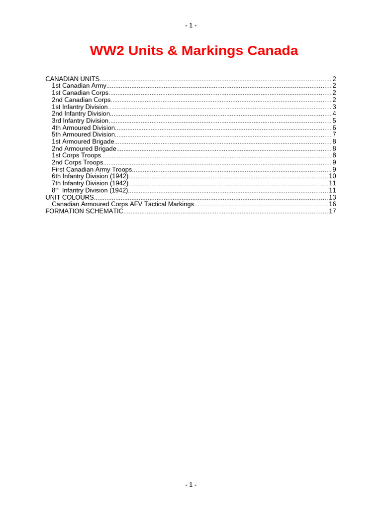 WW2 Units & Markings Canada | PDF | Regiment | Division (Military)