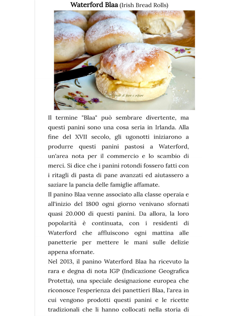 Ricetta Pane Waterford Blaa (Irish Bread Rolls) | PDF