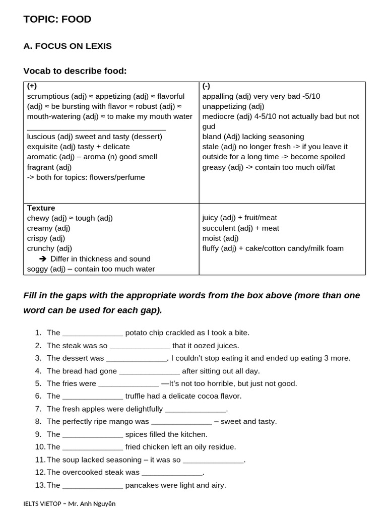 Module 4 vocab | PDF | Foods | Western Cuisine