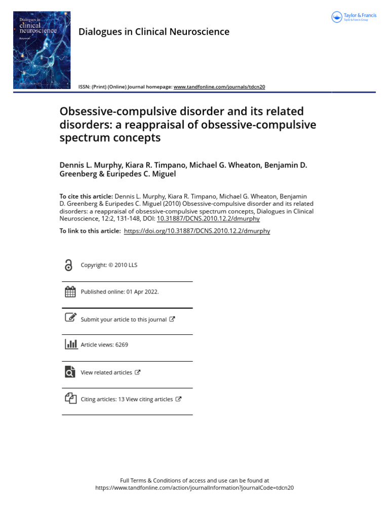 Obsessive-compulsive Disorder and Its Related Disorders A_ Reappraisal of Obsessive-compulsive ...