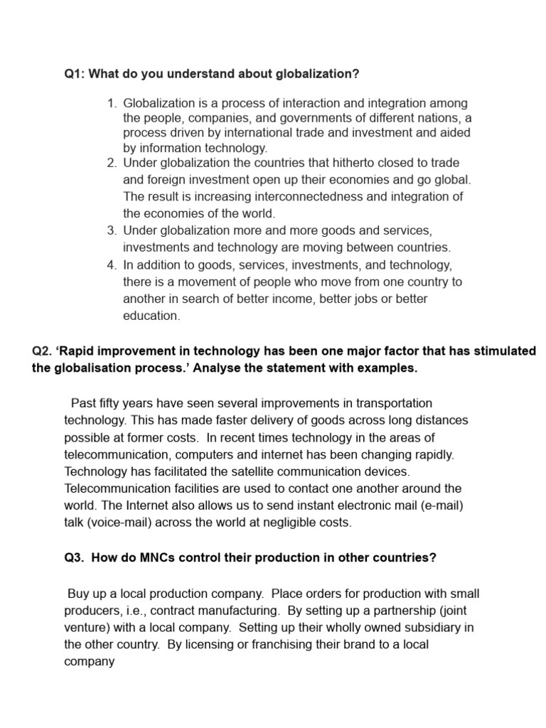 NOTES of Globalisation and The Indian Economy | PDF | Globalization ...