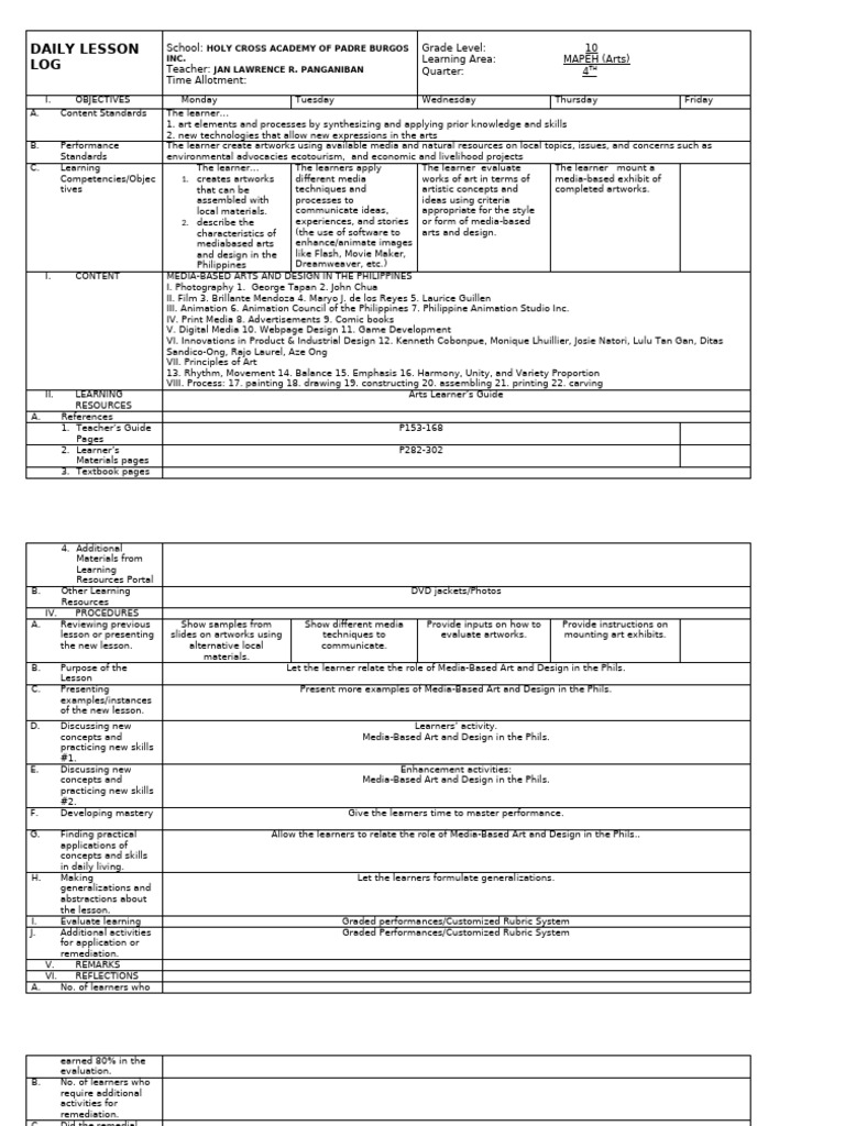 MAPEH 10 ARTS 3rd Grading 2 | PDF | Learning | Cognition