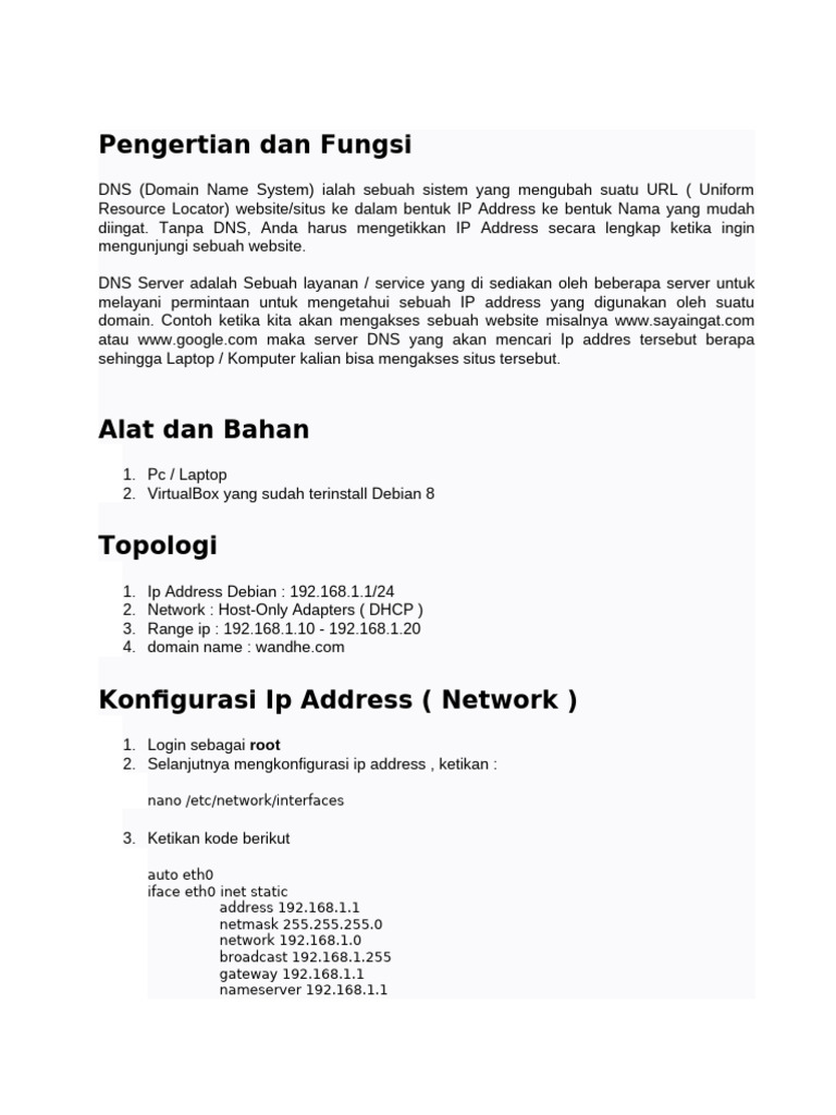 Konfigurasi DNS Server | PDF