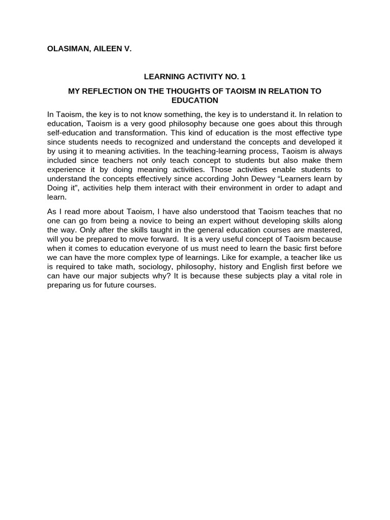 Learning Activity No. 2 Taoism | PDF