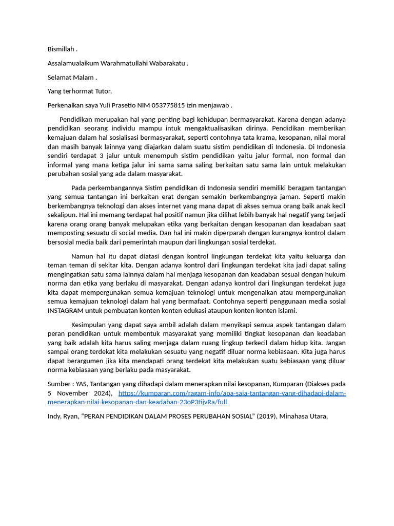 Lembar Jawab Diskusi Sesi 3 (PAI) | PDF