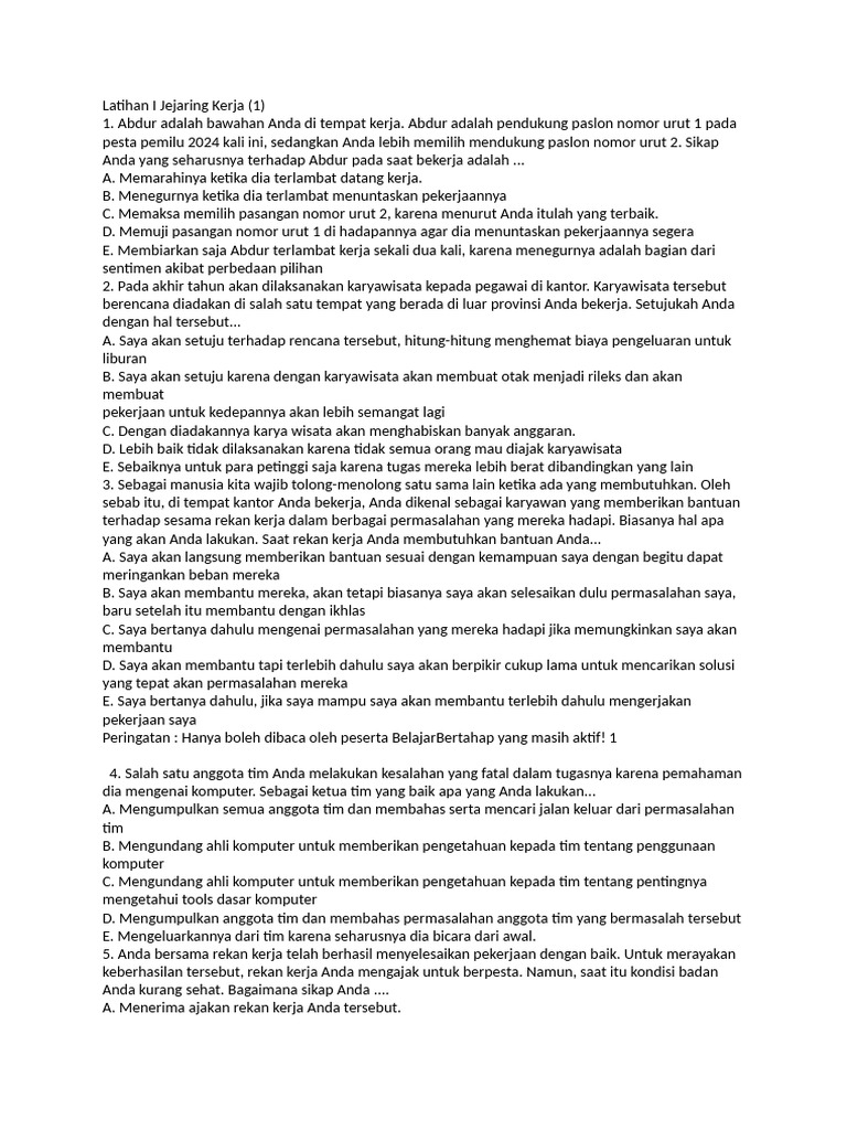 Latihan I Jejaring Kerja | PDF