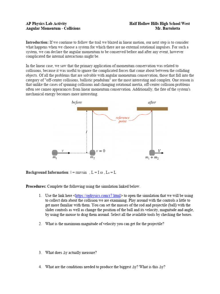 Angular Momentum LAB | PDF | Momentum | Collision
