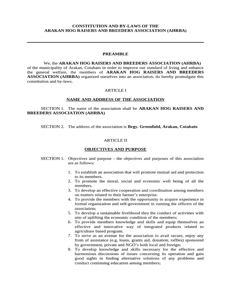 AHRBA CONSTITUTION AND BY LAWS | PDF | Quorum | United Nations General Assembly