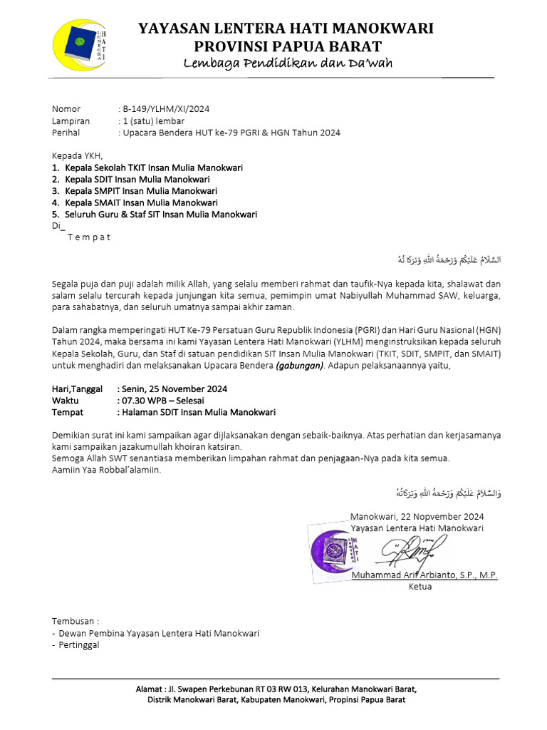 149 Surat Upacara HGN 2024 | PDF