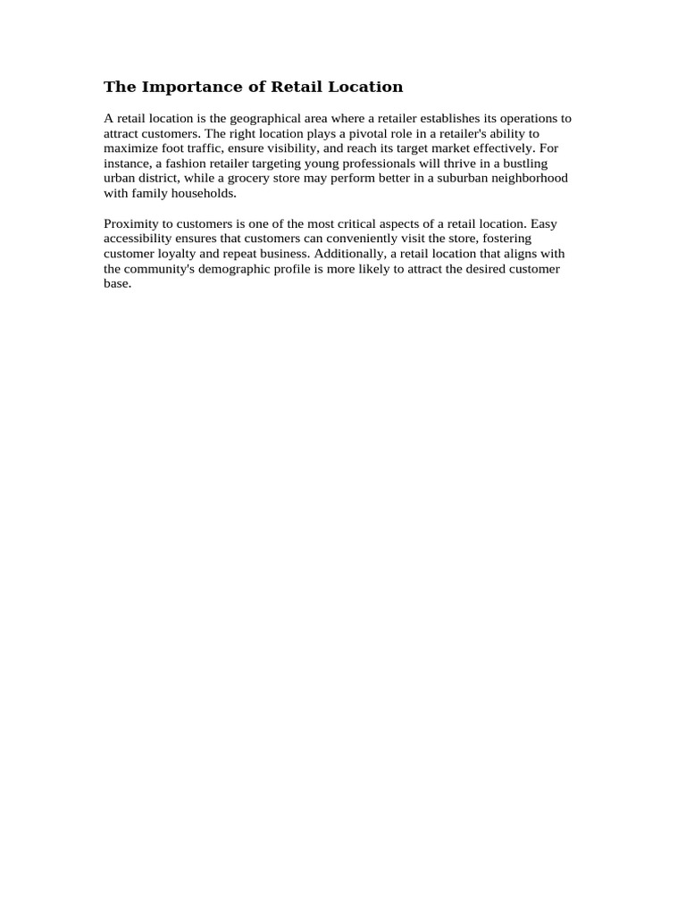 The Importance of Retail Location | PDF