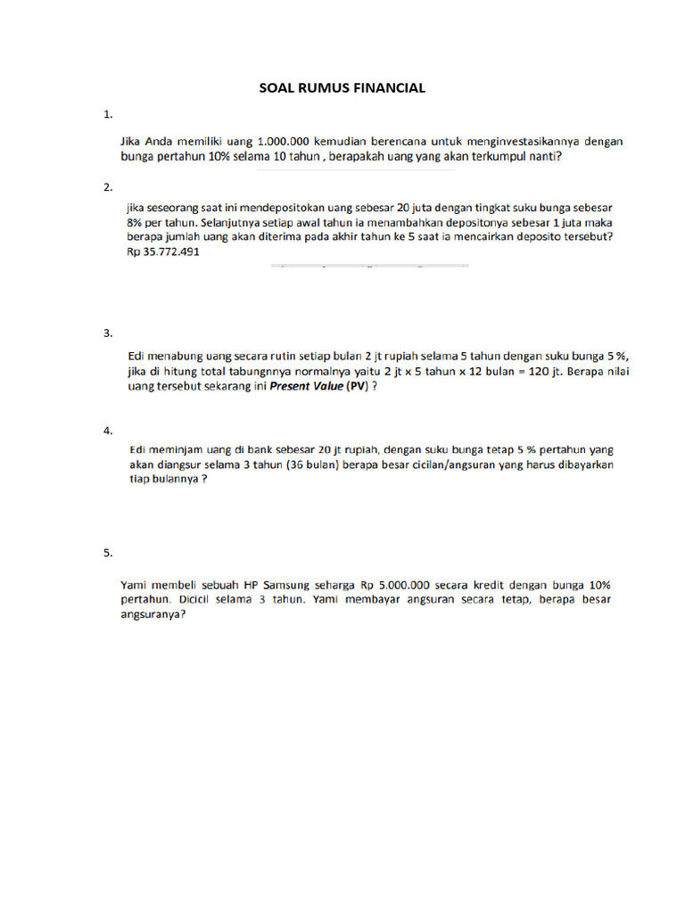 Soal Rumus Financial | PDF