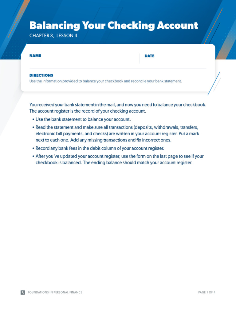 Balancing Your Checking Account Guide | PDF | Transaction Account | Cheque