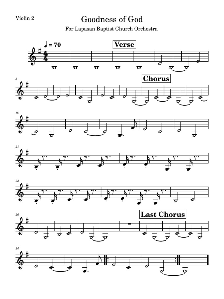 Goodness of God Violin Sheet Music | PDF