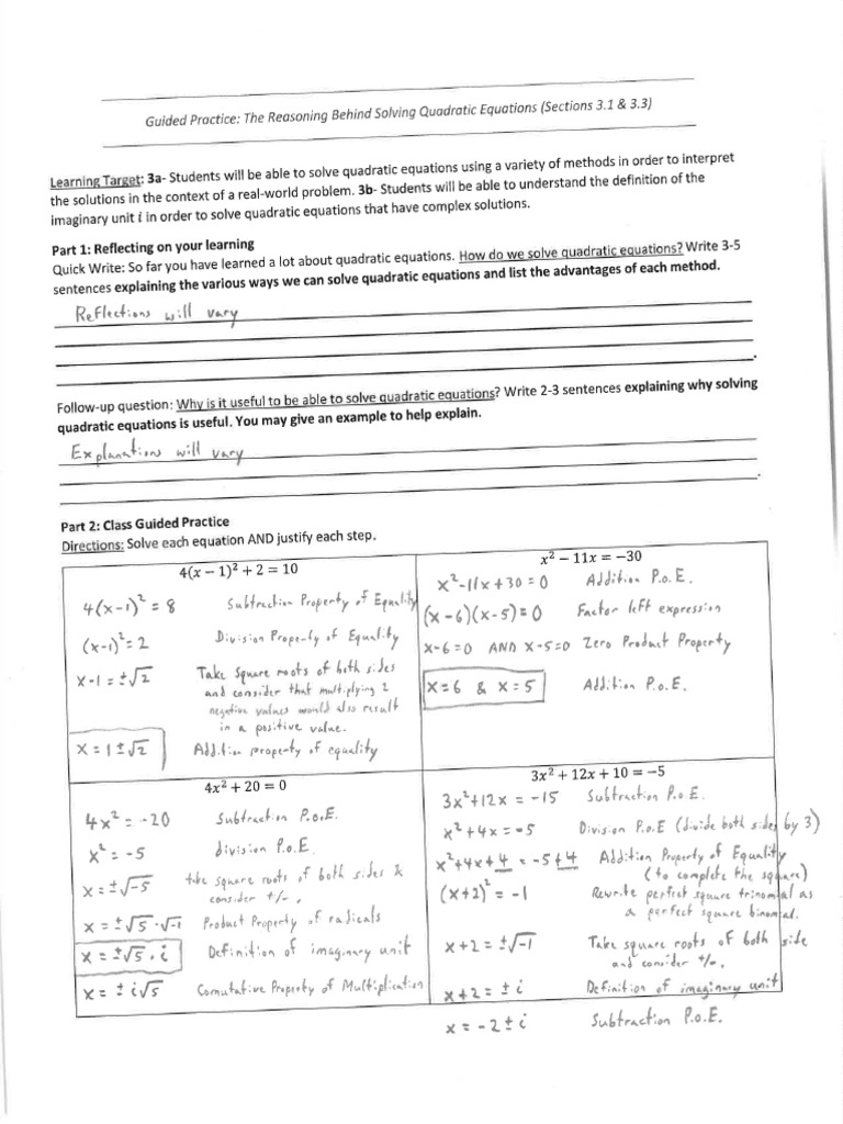 Key-Alg2 Reasoning Behind Solving Quadratics | PDF