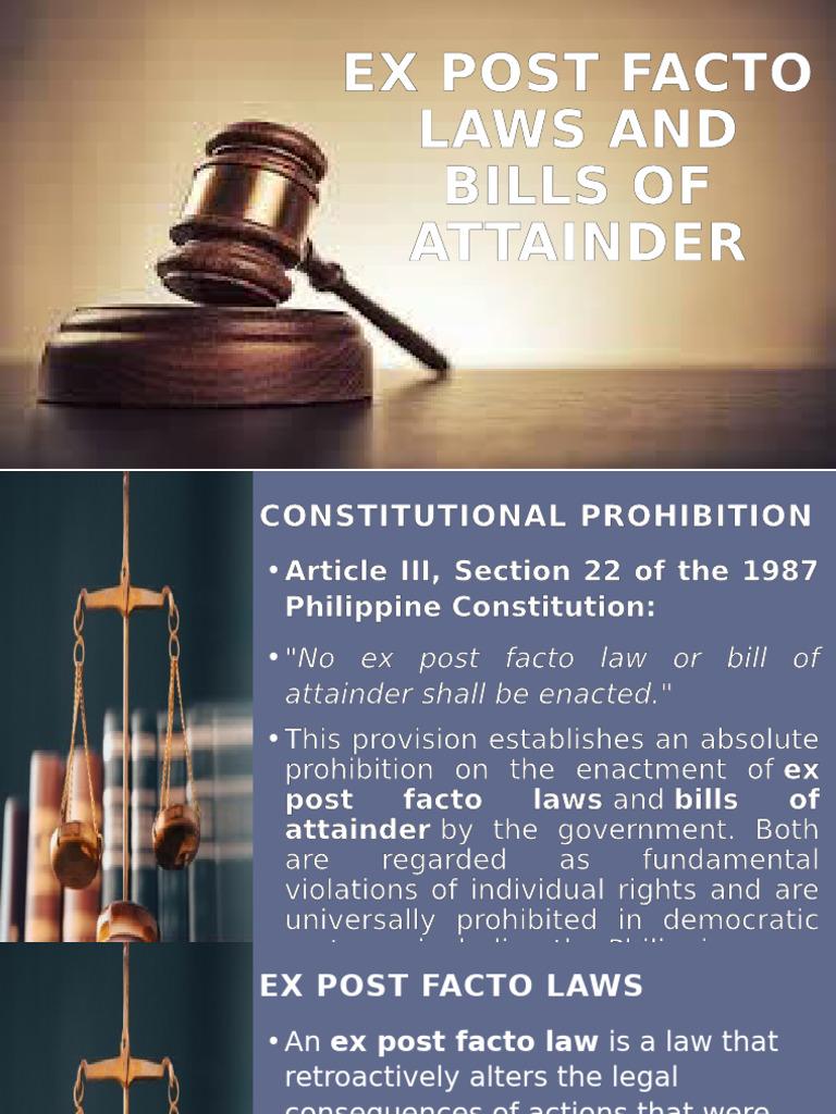 Ex Post Facto Law and Bill of Attainder Lagrama | PDF | Ex Post Facto ...