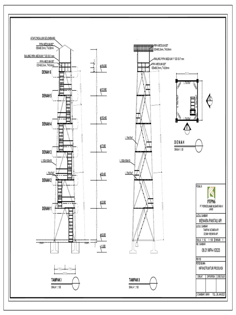 Gambar Kerja Menara Pantau TLB | PDF