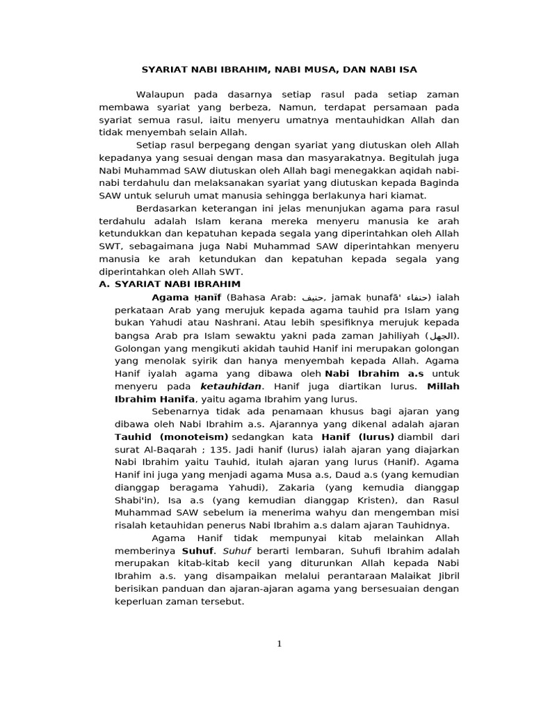 Syariat Nabi Ibrahim dan Tauhid Islam | PDF