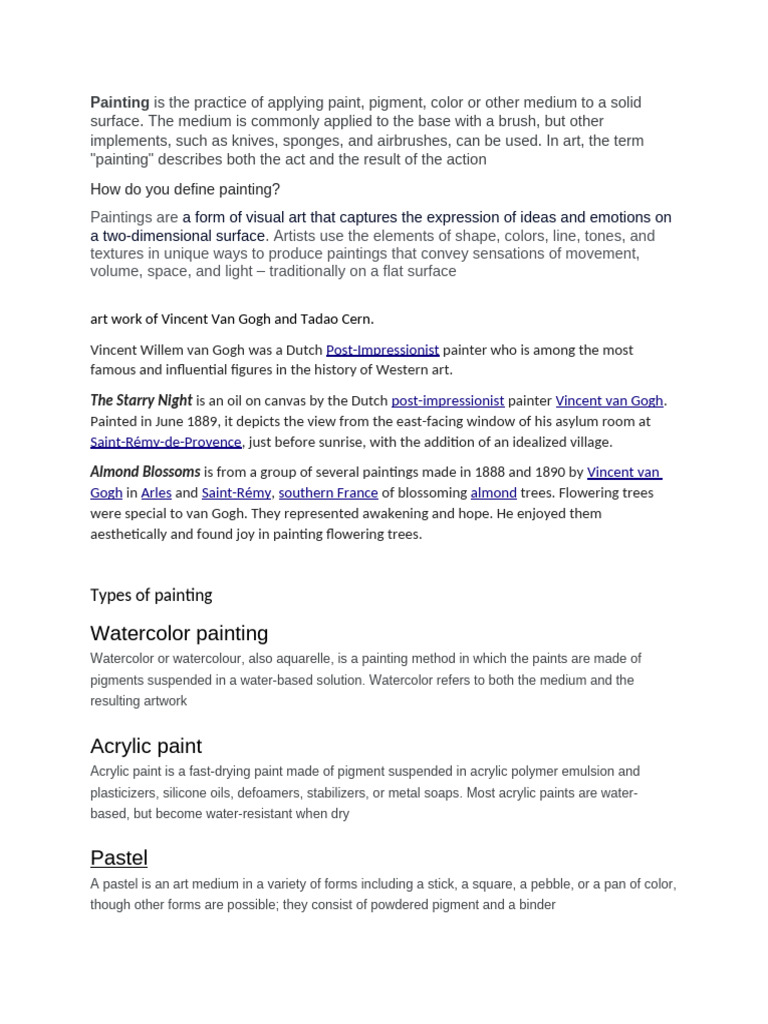 Painting Is The Practice of Applying Paint | PDF | Paintings | Paint