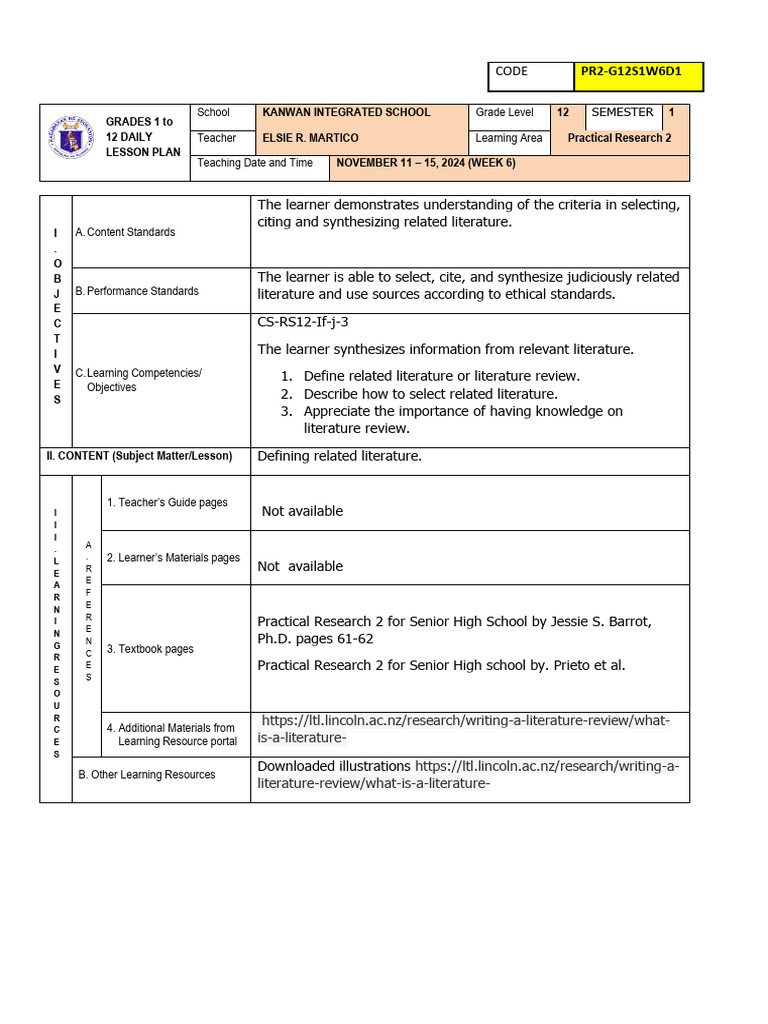 PR WEEK 6 | PDF | Learning | Methodology