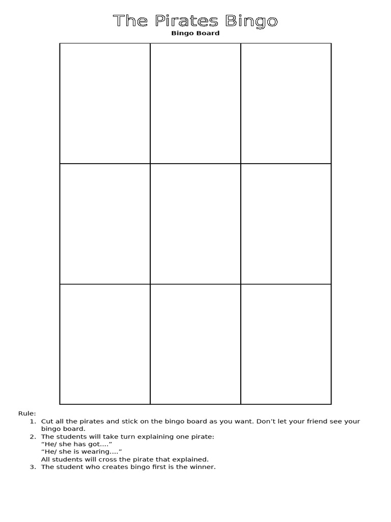 Move A Unit 2 Pirates Bingo | PDF