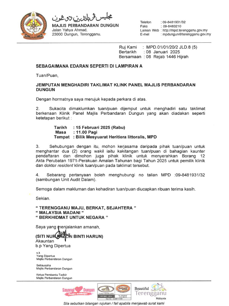 Jemputan Taklimat Klinik Panel | PDF