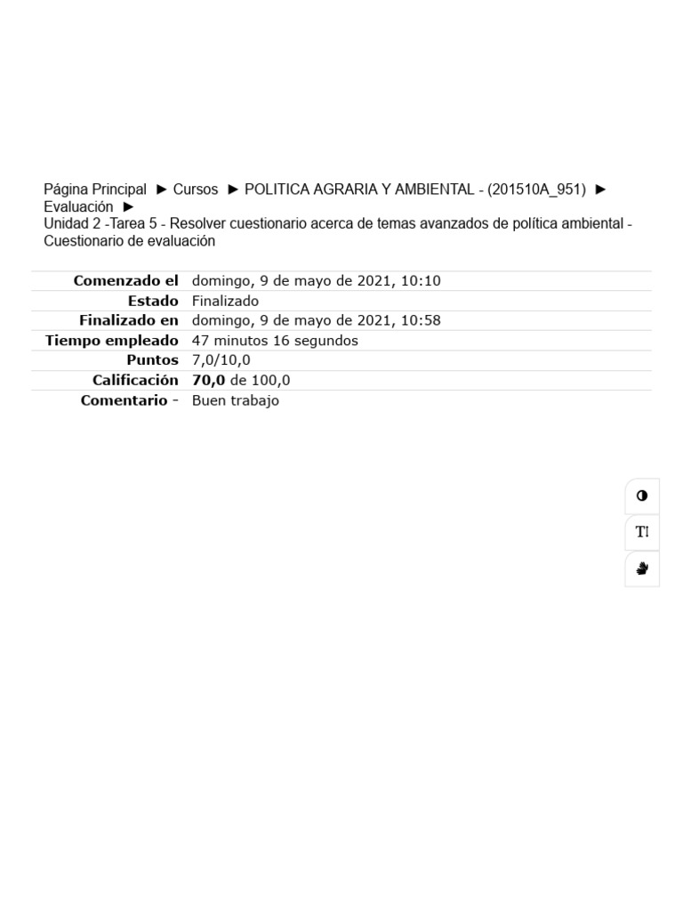 Unidad 2 - Tarea 5 - Resolver Cuestionario Acerca de Temas Avanzados de Política Ambiental ...