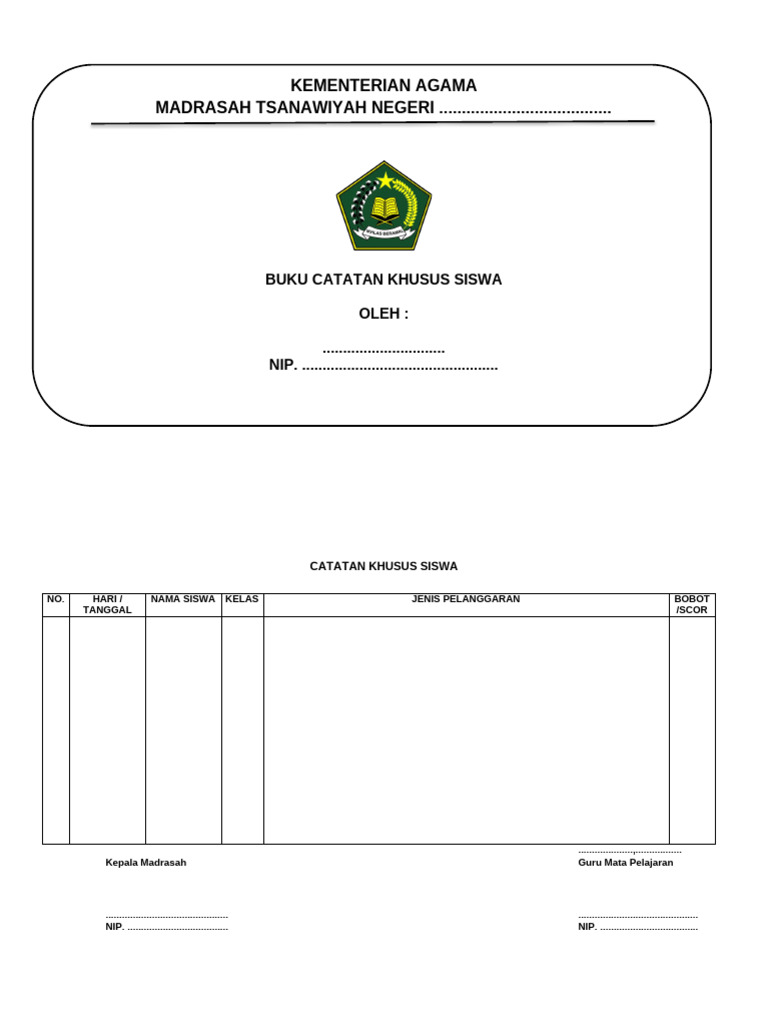 Buku Catatan Khusus Siswa | PDF