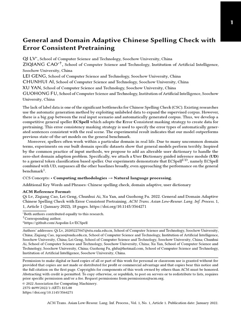 General and Domain-Adaptive Chinese Spelling Check With Error ...