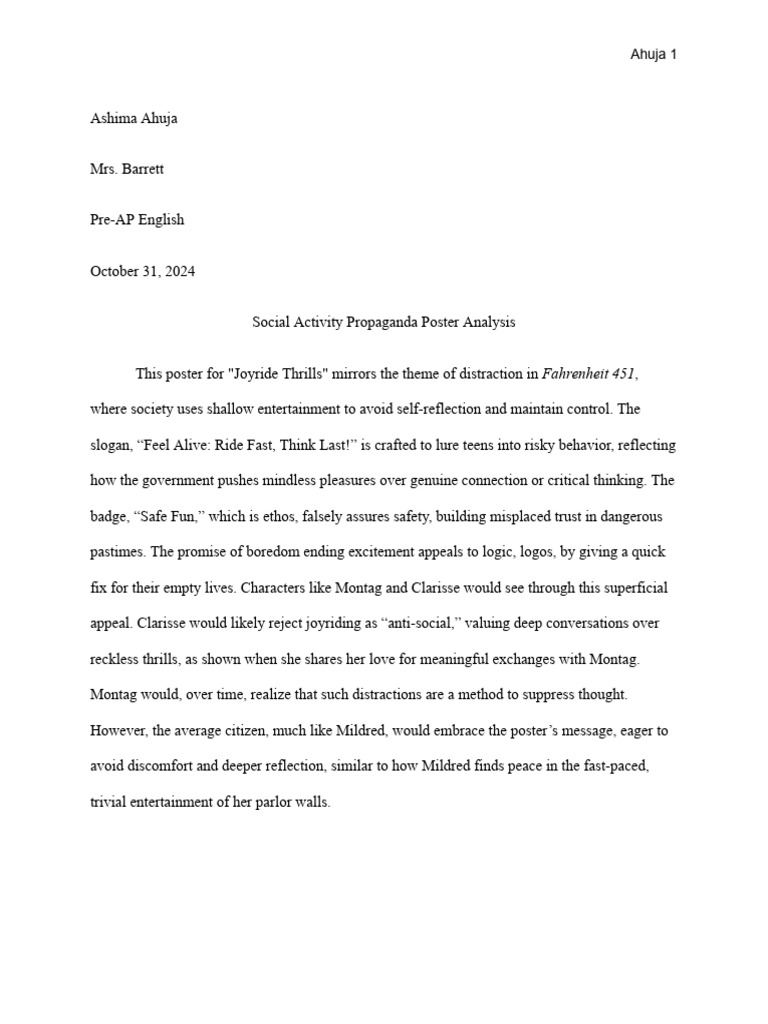 Activities of The World of Fahrenheit 451 | PDF