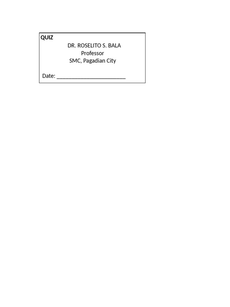 Quiz Paper by Dr. Roselito S. Bala | PDF