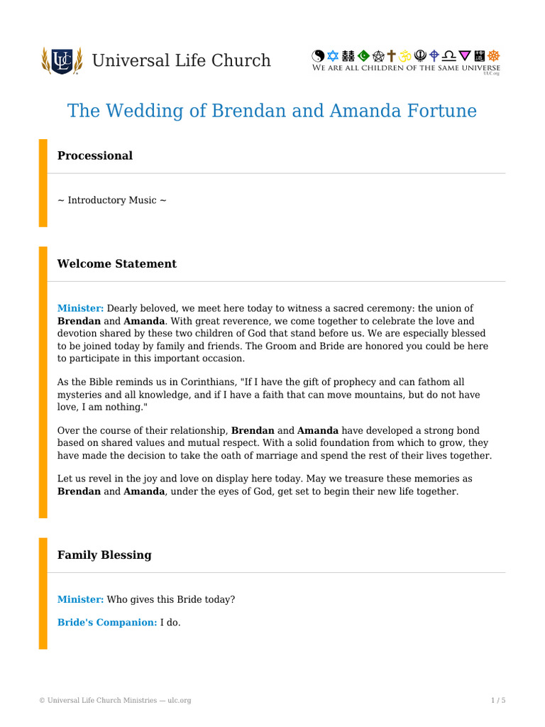 ULC-wedding-script | PDF | Wedding | Social Conventions