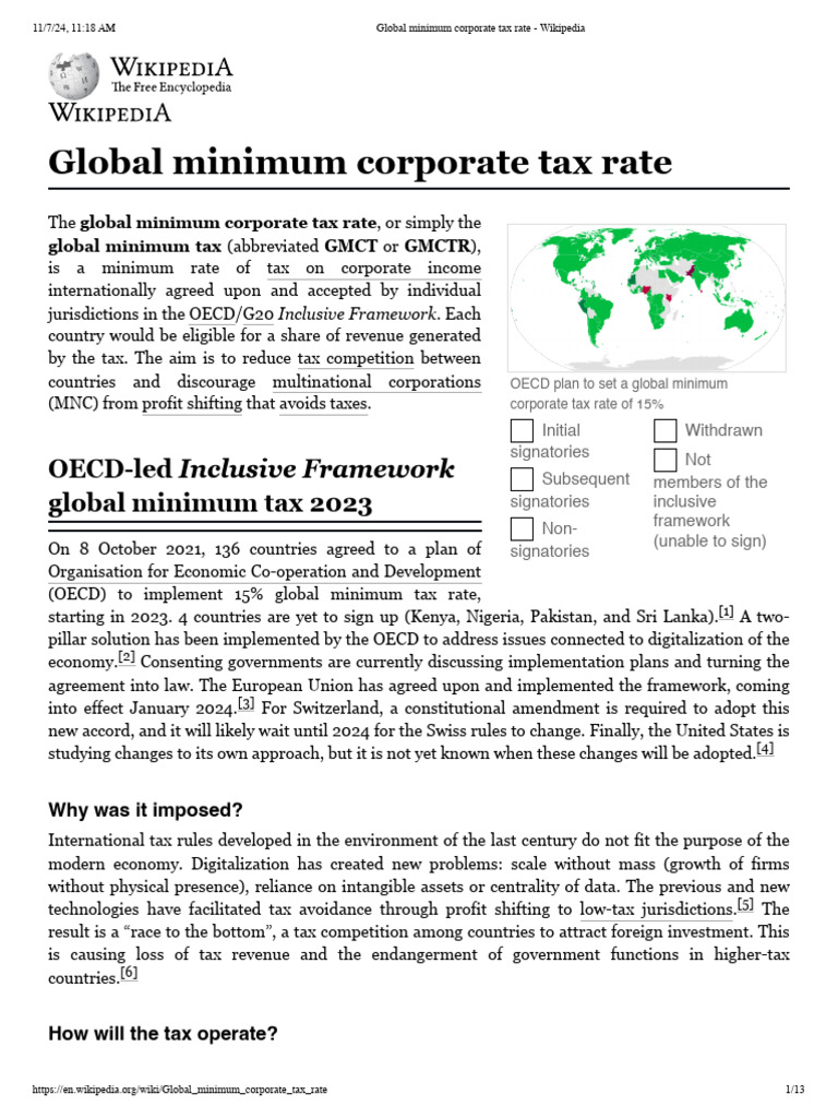Global Minimum Tax Rate Overview | PDF | Taxes | World Economy