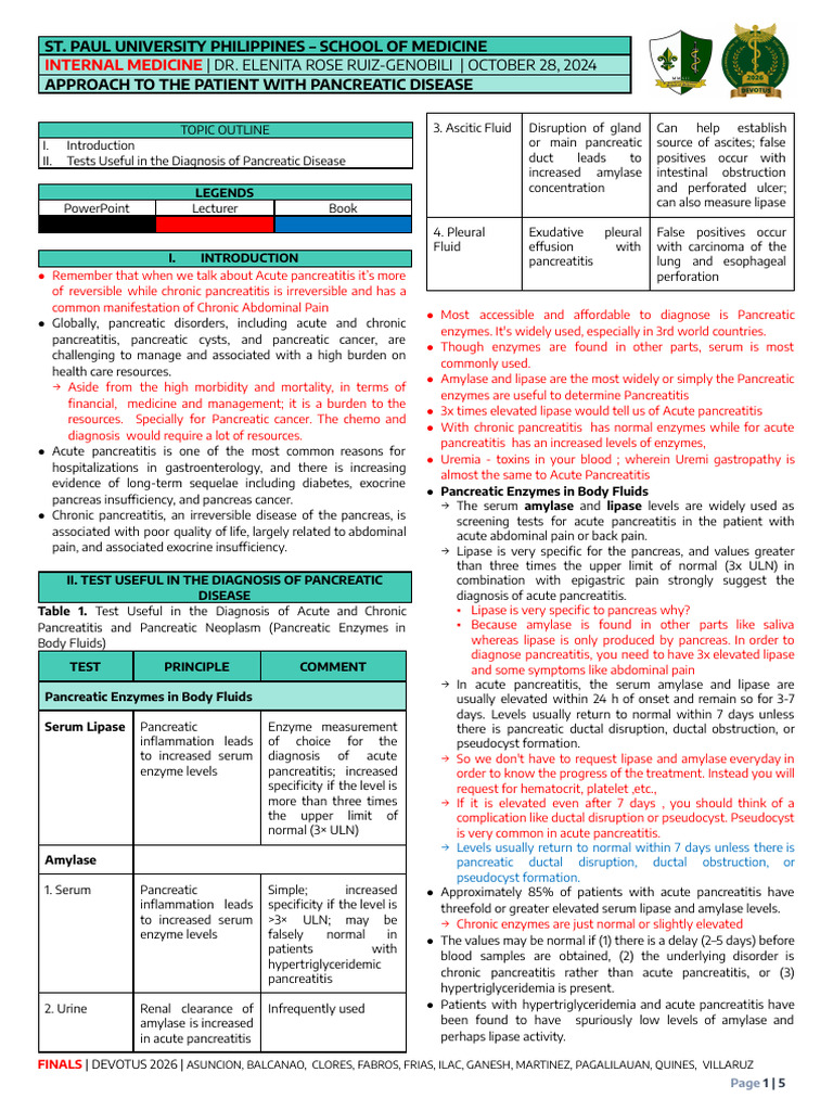Diagnosing Pancreatic Diseases: Key Tests | PDF | Pancreas | Magnetic ...