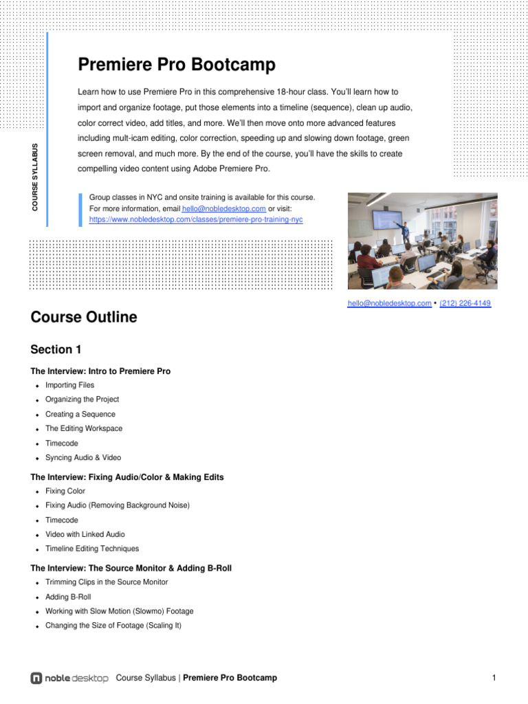 Premiere Pro Bootcamp Course Outline | PDF | Editing | Filmmaking