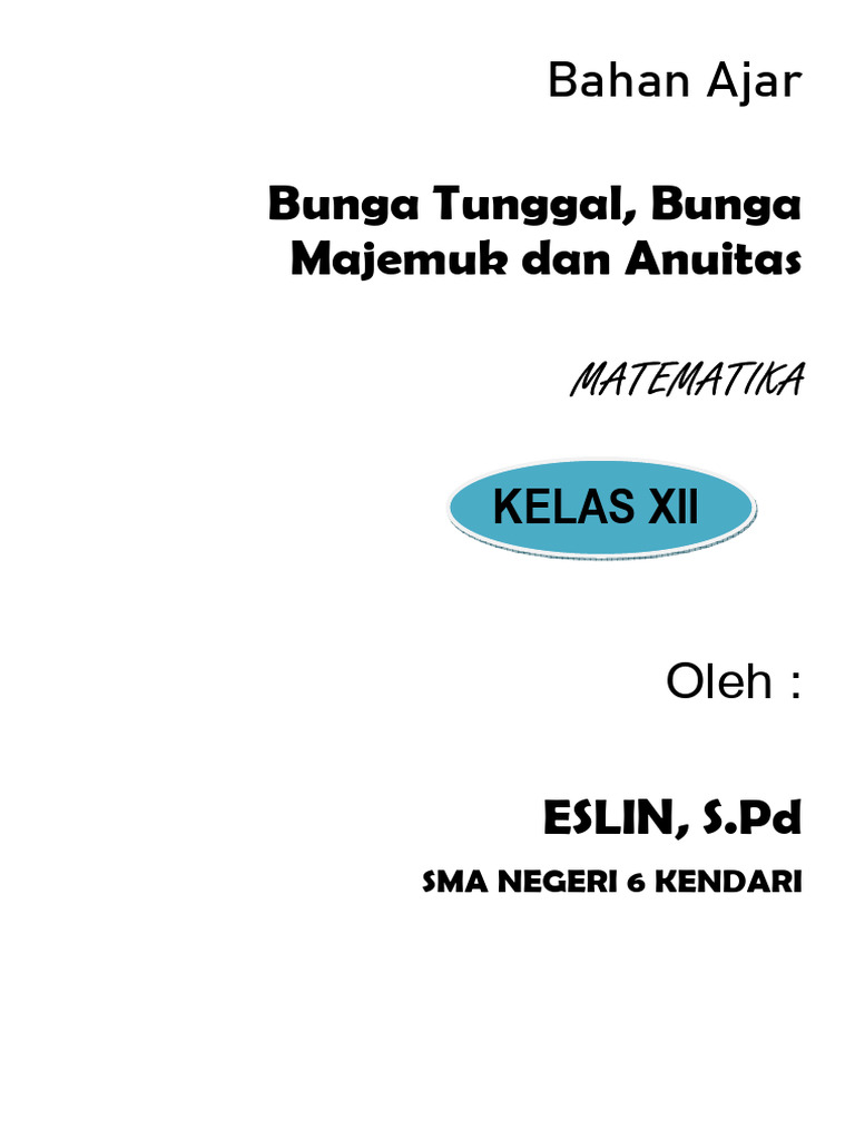Bahan Ajar Bunga Tunggal, Bunga Majemuk Dan Anuitas | PDF