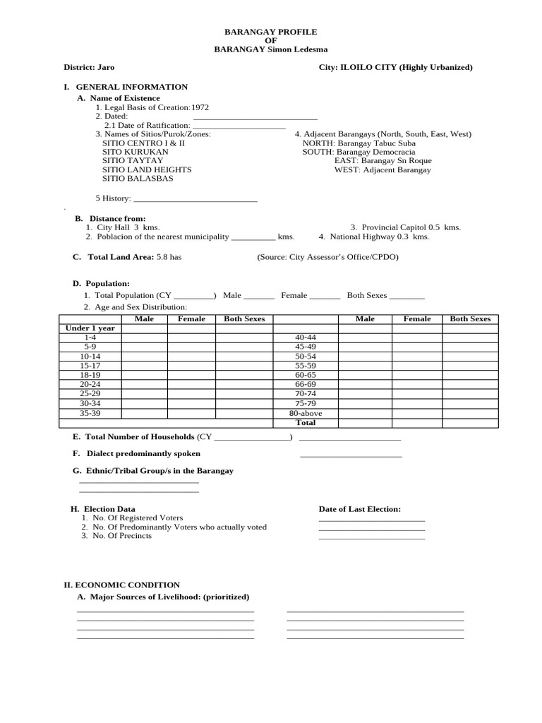 Updated Barangay Profile | PDF | Farmer | Agriculture