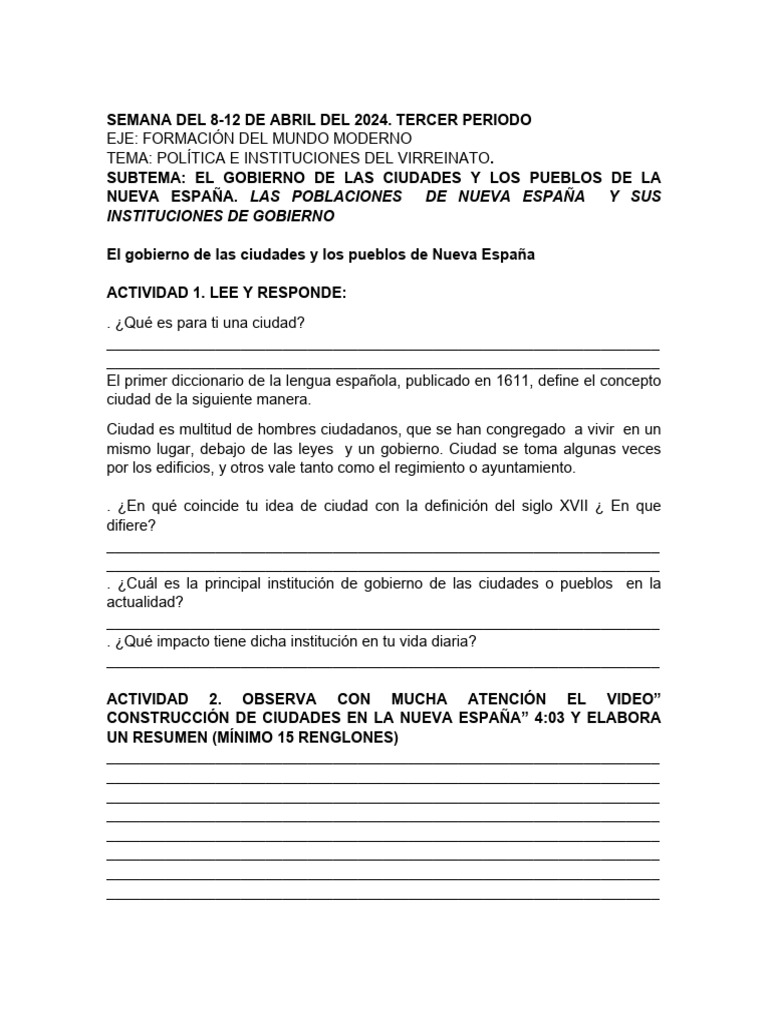 Actividad 28 | PDF | Nueva españa | Gobierno local