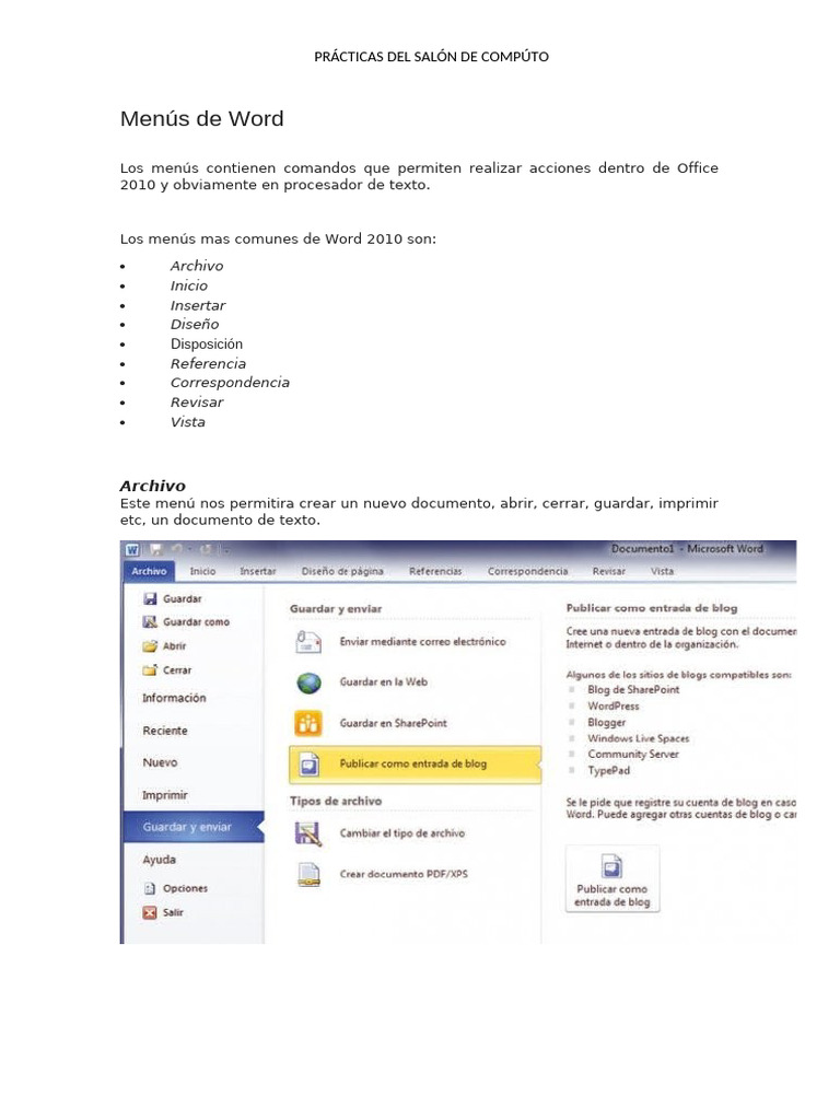 menus word | PDF | Menú (Computación) | Microsoft Word