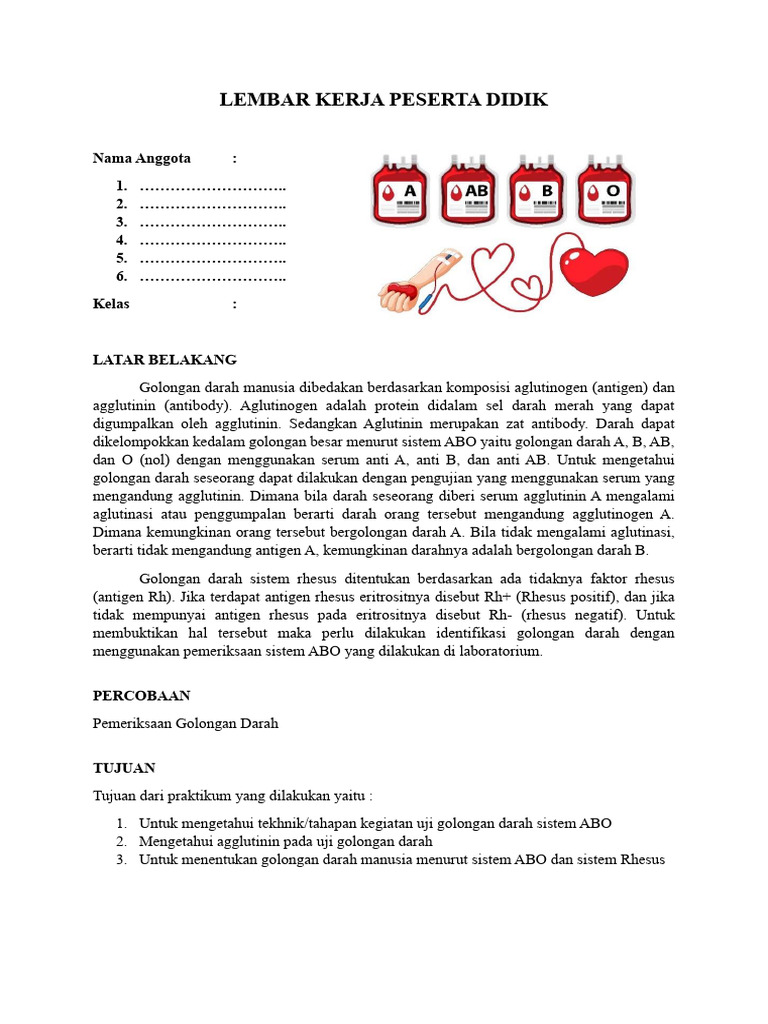 Worksheet Blood Type | PDF