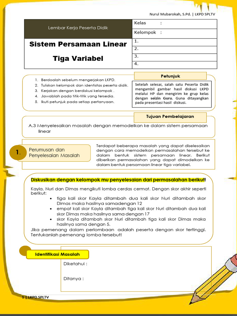 LKPD SPLTV | PDF