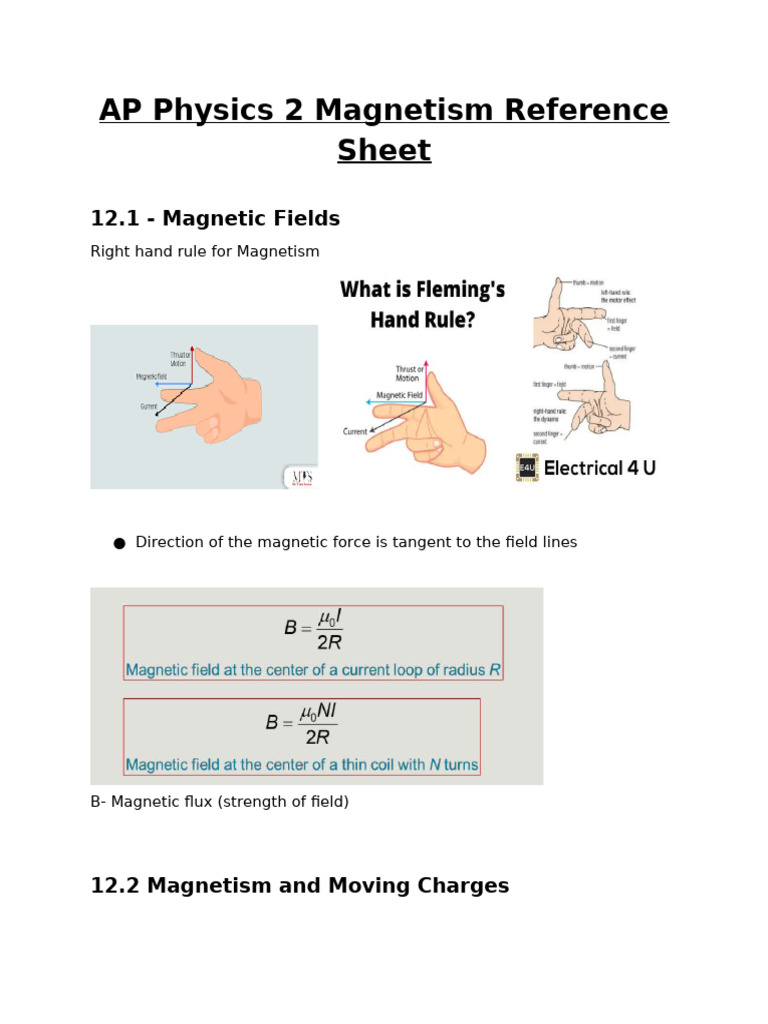 AP Physics 2 Magnetism SG | PDF