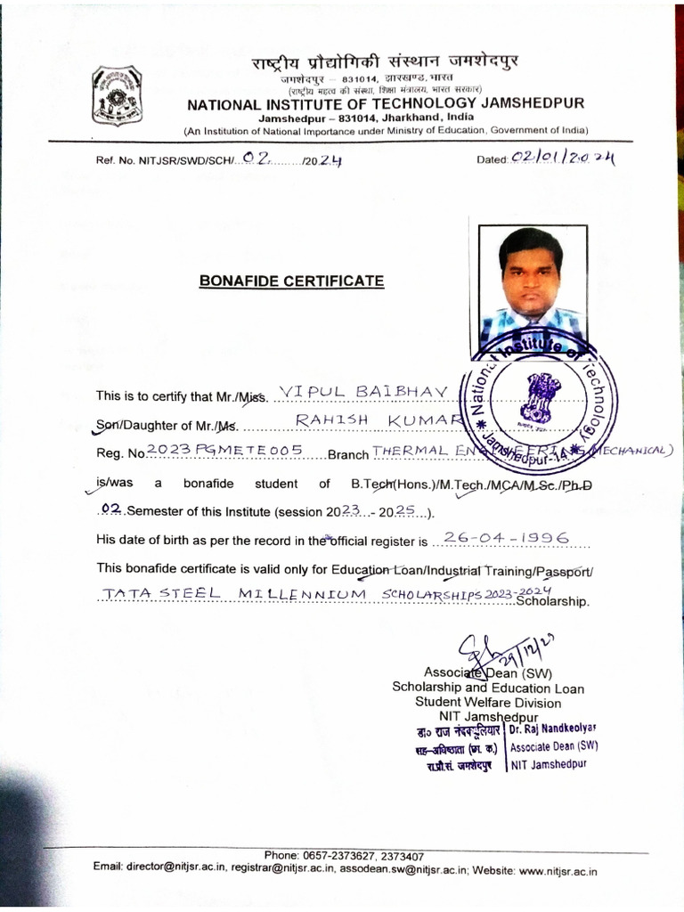 Bonafide Certificate | PDF